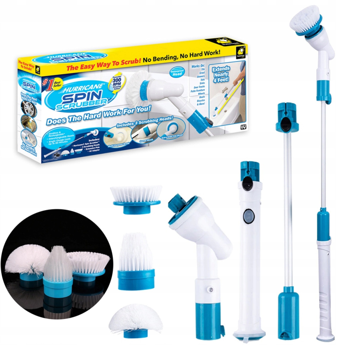 Belaidis šveitimo šepetys HURRICANE SPIN SCRUBBER 3 in 1