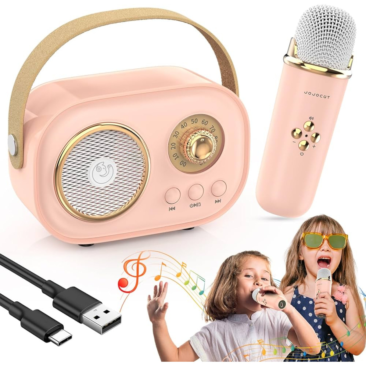 Mini RETRO karaoke kolonele su mikrofonu