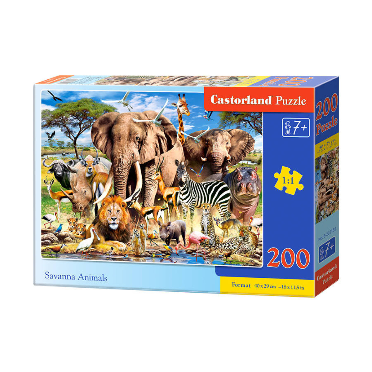 Puzzle 200 elementų Savanos gyvūnai - Ugdymas ir Pramoga
