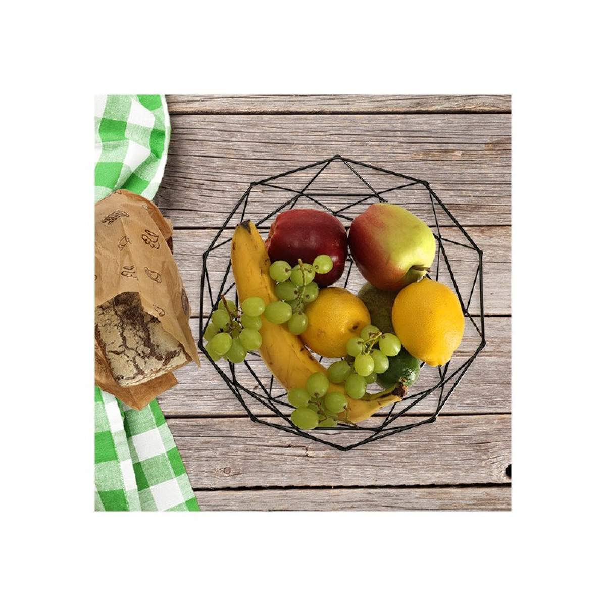 Vaisių krepšelis daržovių dubuo didelis metalinis dubuo juodas